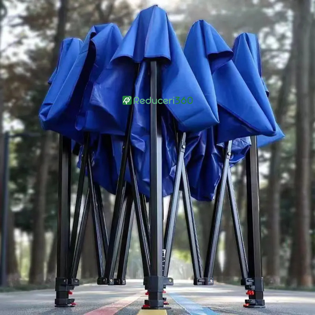 Cort albastru Pavilion 3x3m Pliabil, tip acordeon! Cadru Metal pentru ...